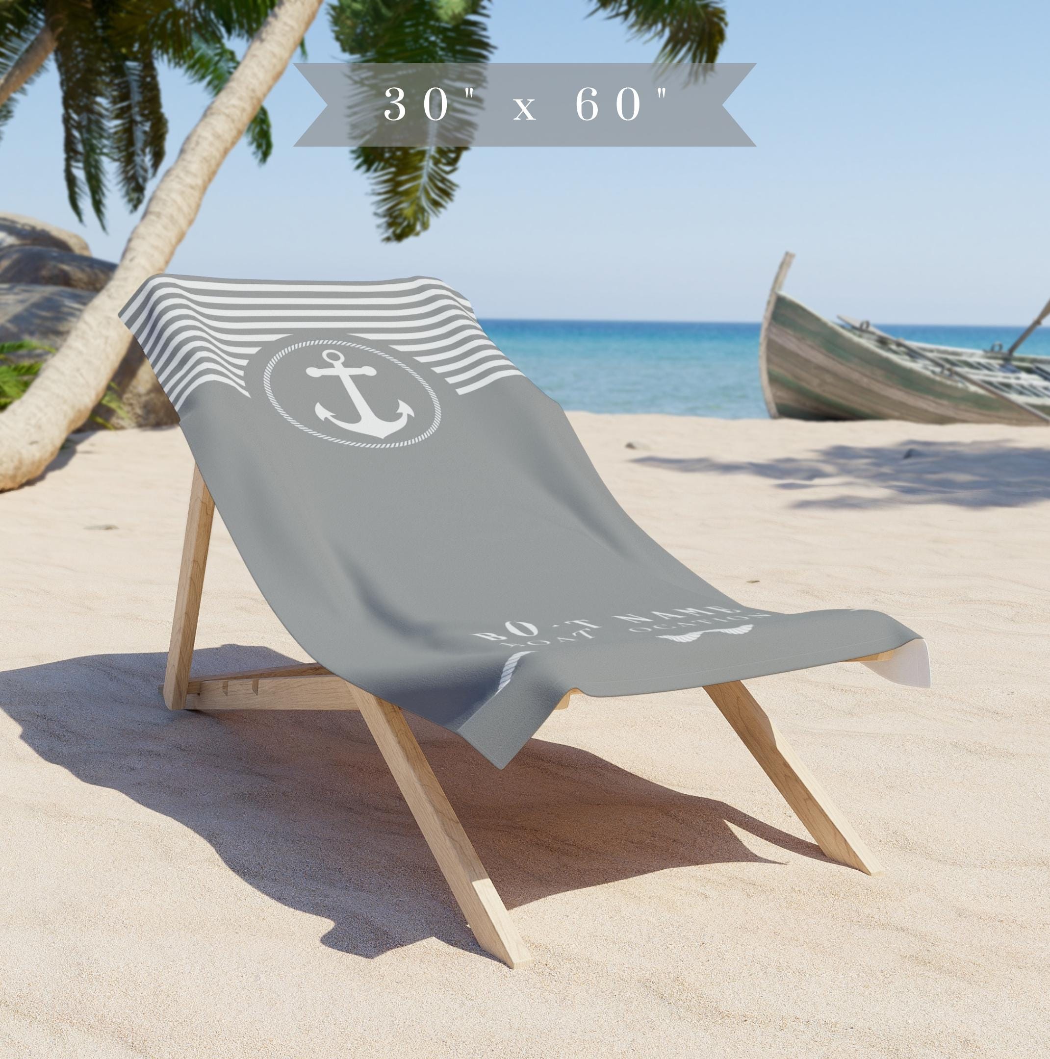 Personalized Anchor Boat Towel | Custom Boat Luxury Beach Towel ...