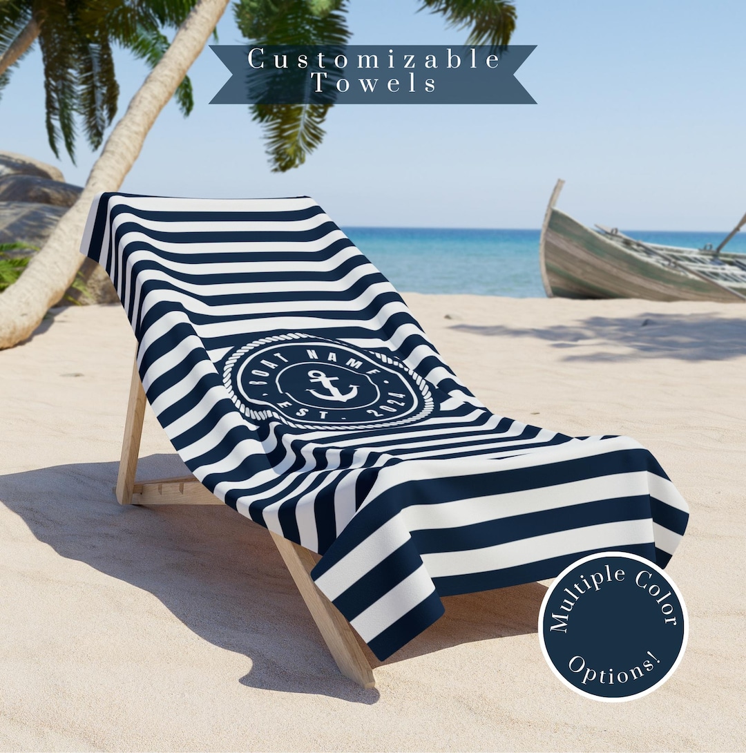 Custom Boat Towel: Personalized Nautical Anchor Beach Towel - Etsy