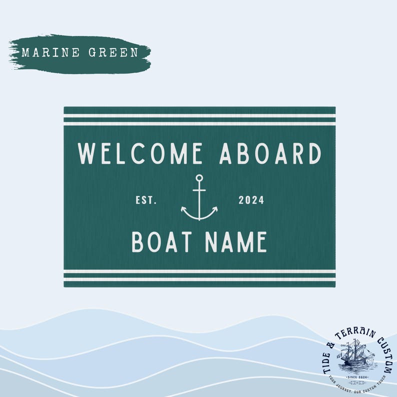 Personalized Welcome Aboard Boat Mat: Nautical Decor Gift - Etsy