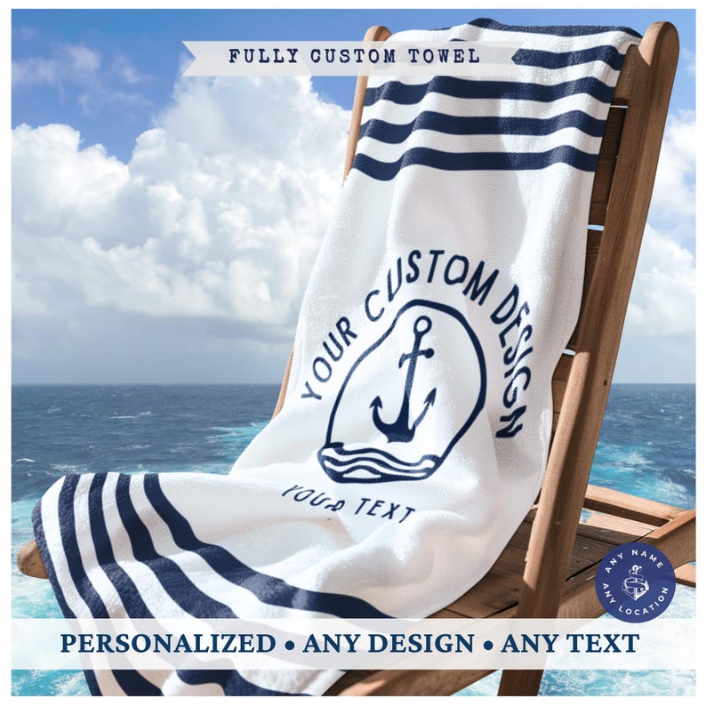 Custom Printed Beach Towel With Logo, Artwork or Text – Personalized ...