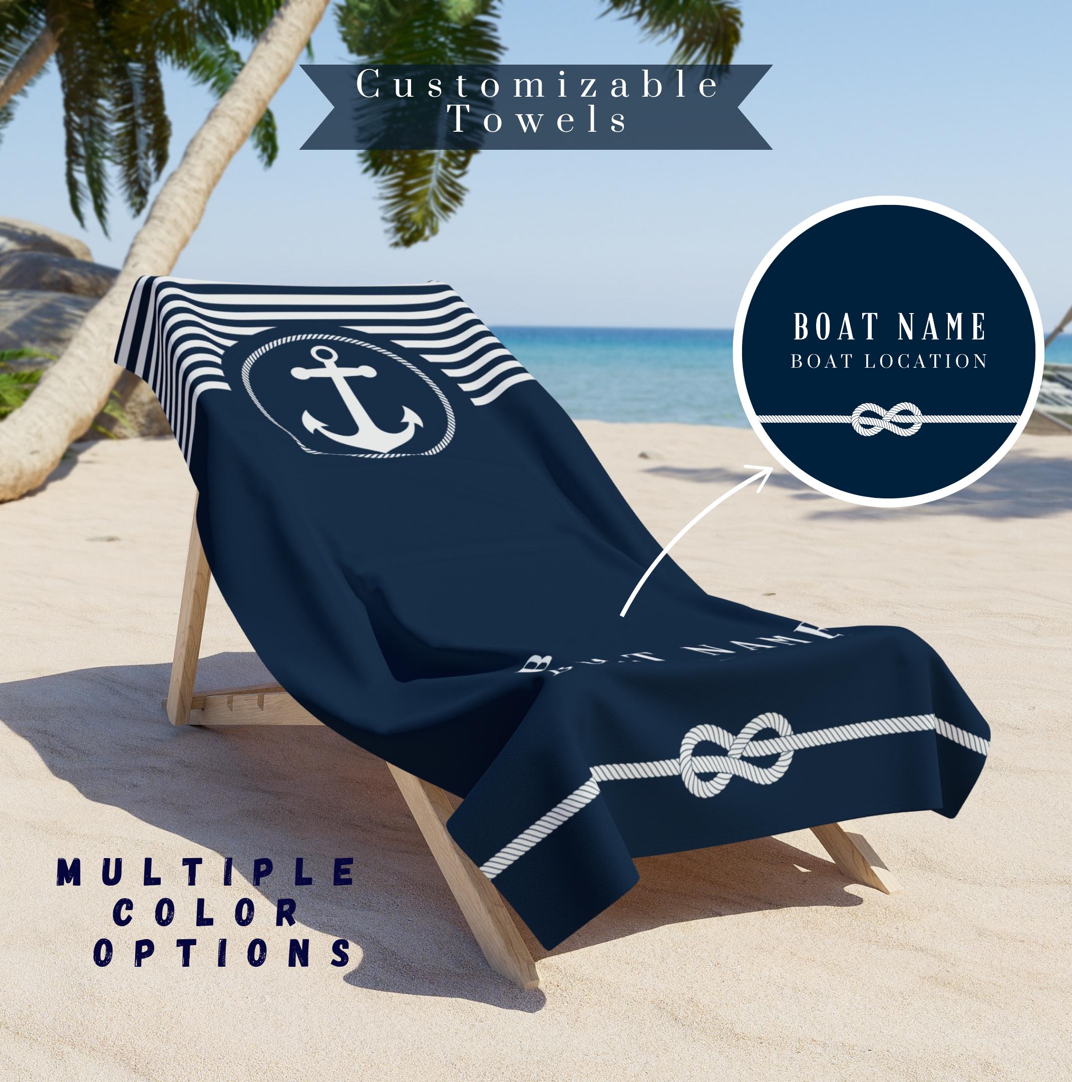 Personalized Anchor Boat Towel | Custom Boat Luxury Beach Towel ...