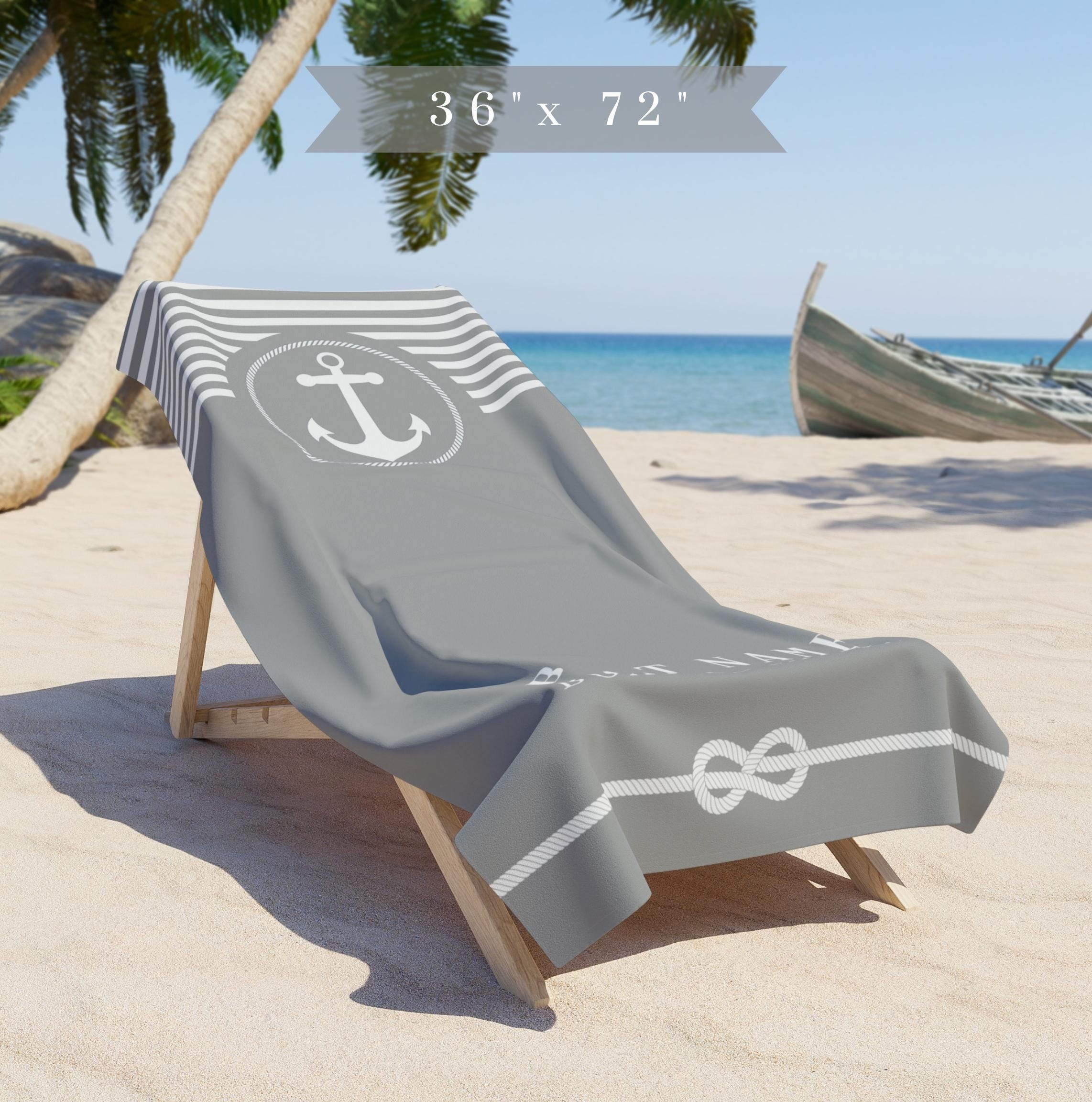 Personalized Anchor Boat Towel | Custom Boat Luxury Beach Towel ...