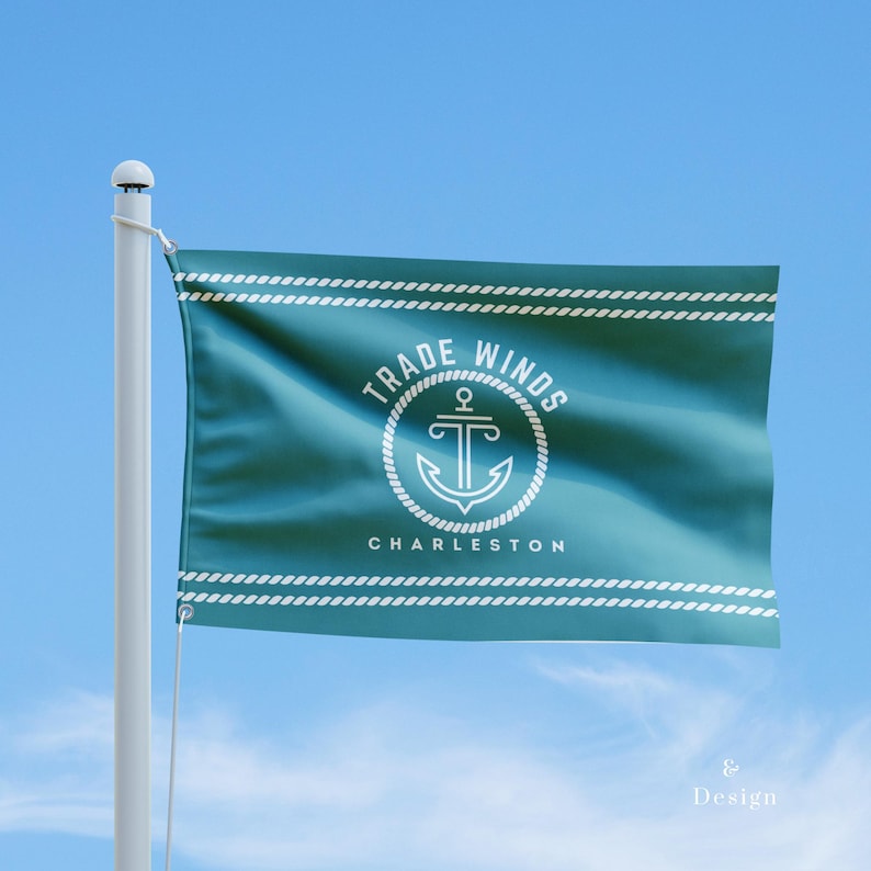 Custom Boat Name Anchor Flag – Personalized Nautical Outdoor Yacht Flag ...