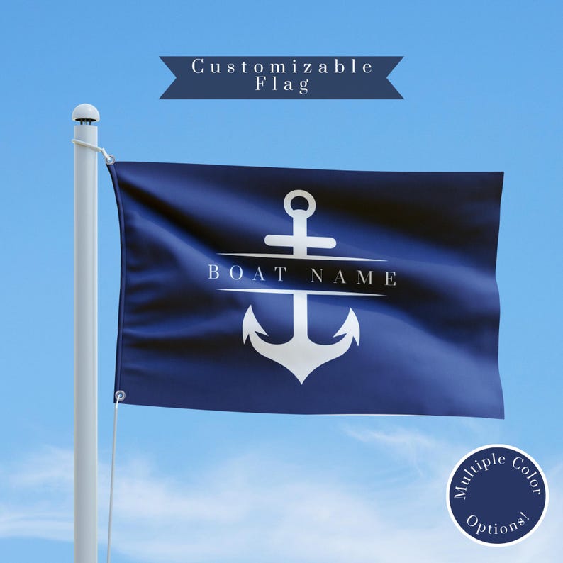 Custom Boat Name Anchor Flag – Personalized Nautical Outdoor Yacht Flag ...