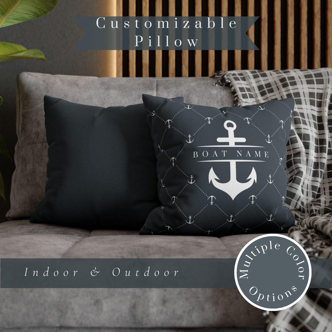 Personalized Boat Name Pillow | Custom Anchor Pillowcase | Indoor ...