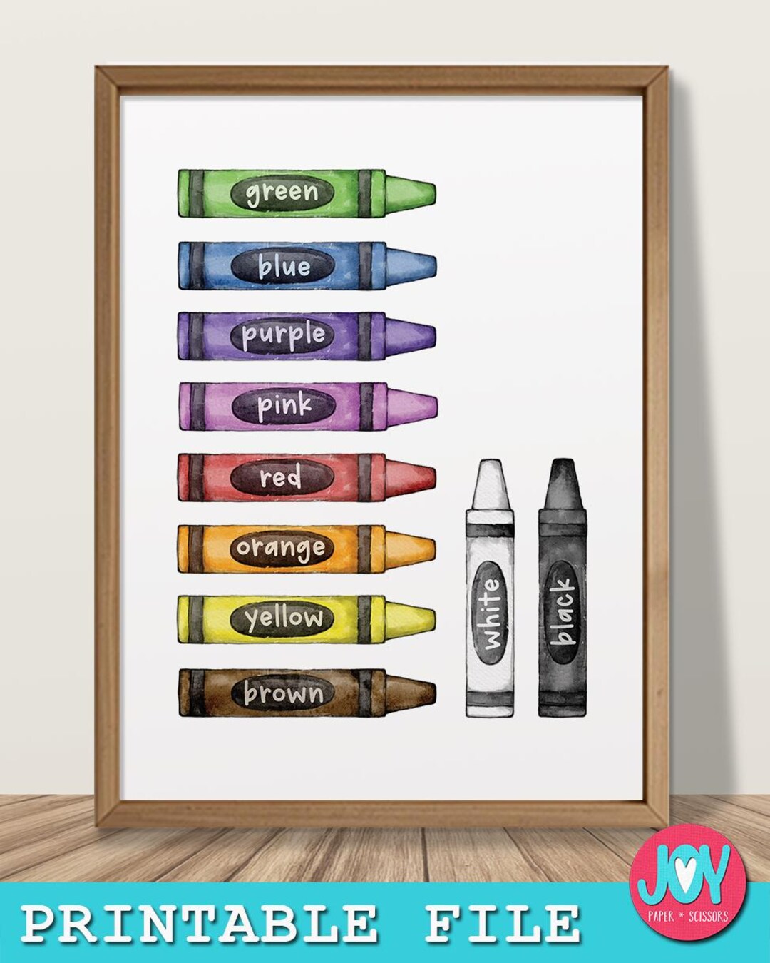 Crayon Color Chart Poster: Educational Kids Wall Art (digital Download ...