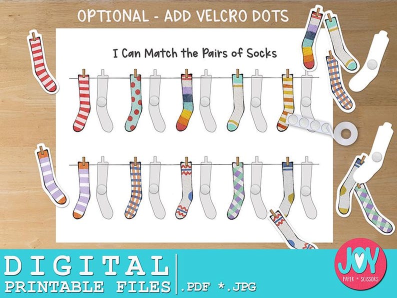 Color & Pattern Sock Matching Printable Activity, Homeschool, Busy Book ...