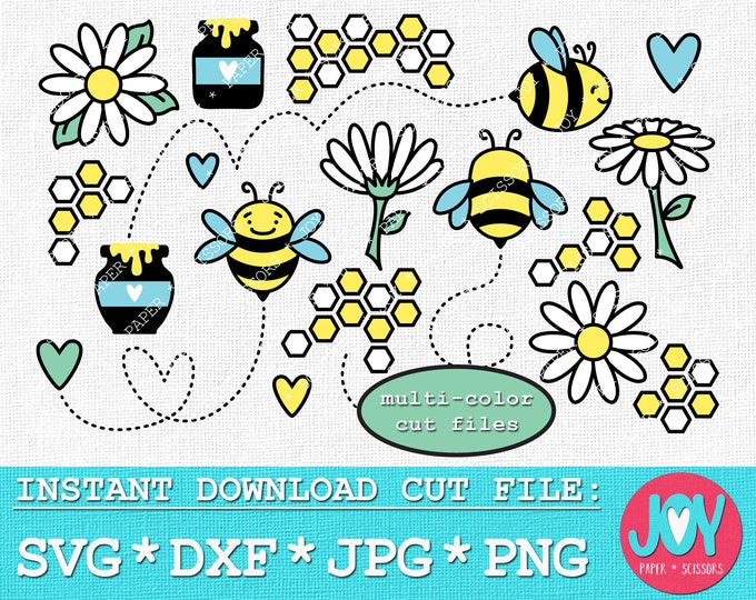 Bee SVG Bundle: Floral Clipart, High-resolution Files (digital Download ...