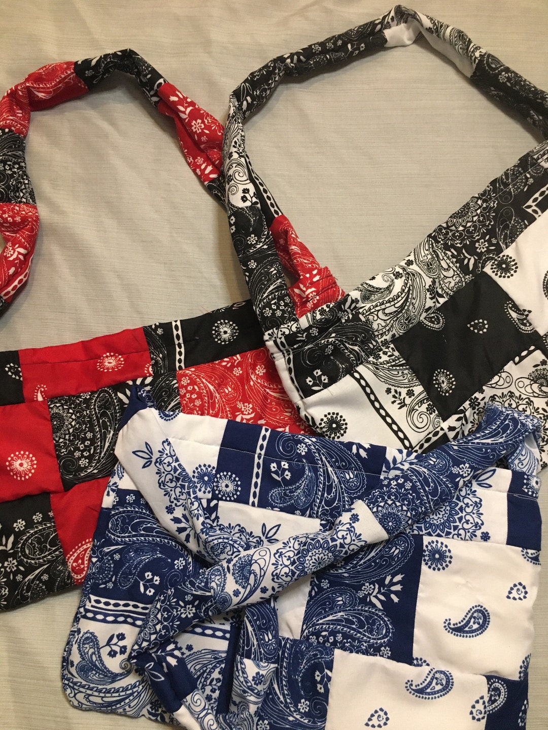 Bandana Patchwork Shoulder Bag, Streetwear Purse - Etsy