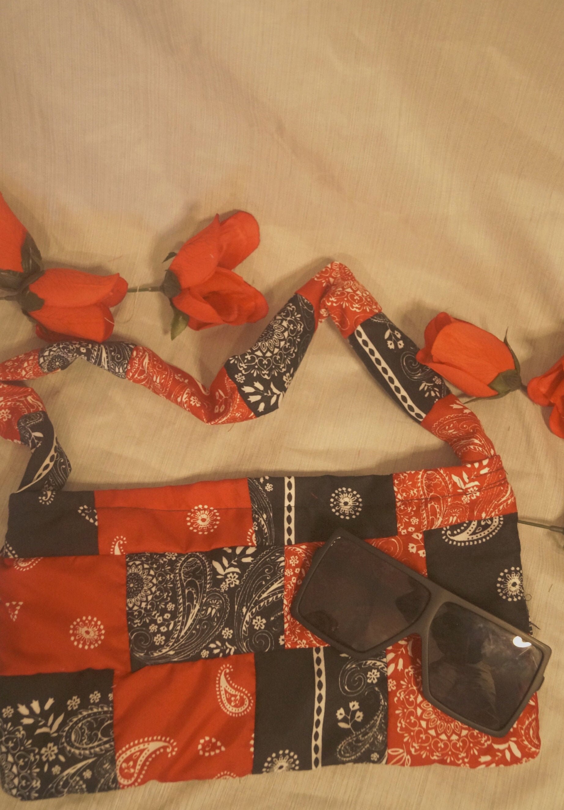 Bandana Patchwork Shoulder Bag, Streetwear Purse - Etsy