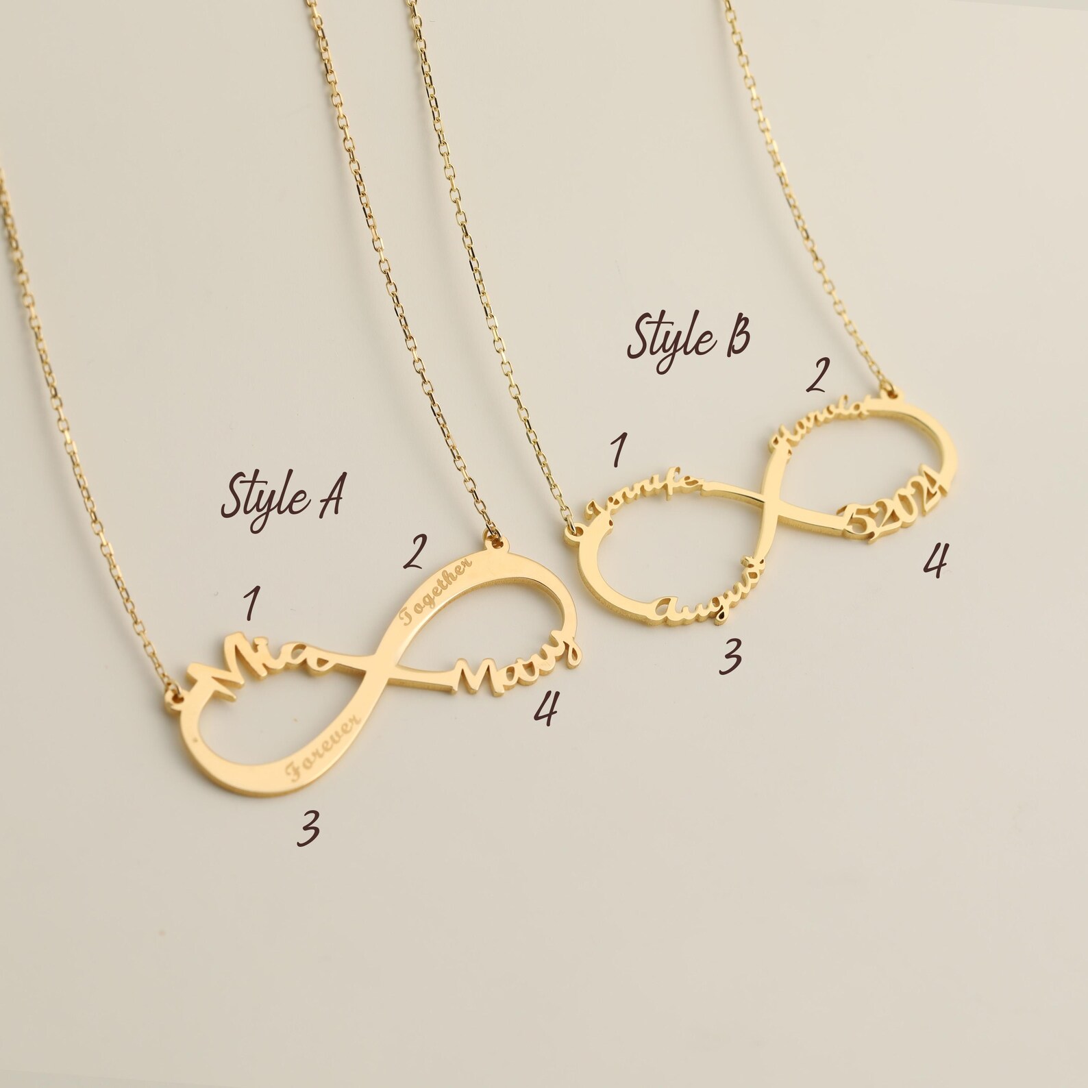 Custom Infinity Necklace - 14k Gold Necklaces Minimalist Jewelry Gift ...