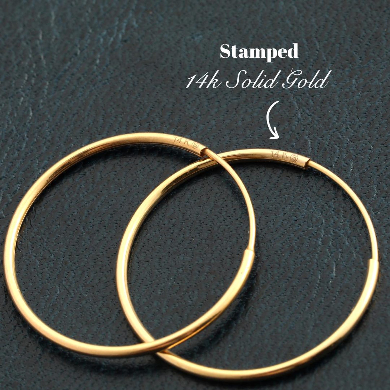 14k Solid Gold Endless Hoop Earrings: Hypoallergenic Sleeper Hoops - Etsy