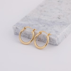 Small Gold Hoops Set 13mm, 15mm, 20mm Size 14k Gold Plated Earrings ...