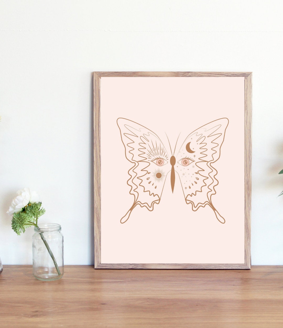 Pink Butterfly Print / Butterfly Poster / Boho Wall Art / Butterfly Art ...