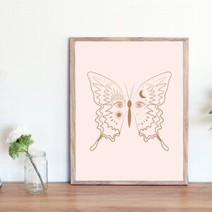 Pink Butterfly Print / Butterfly Poster / Boho Wall Art / Butterfly Art ...