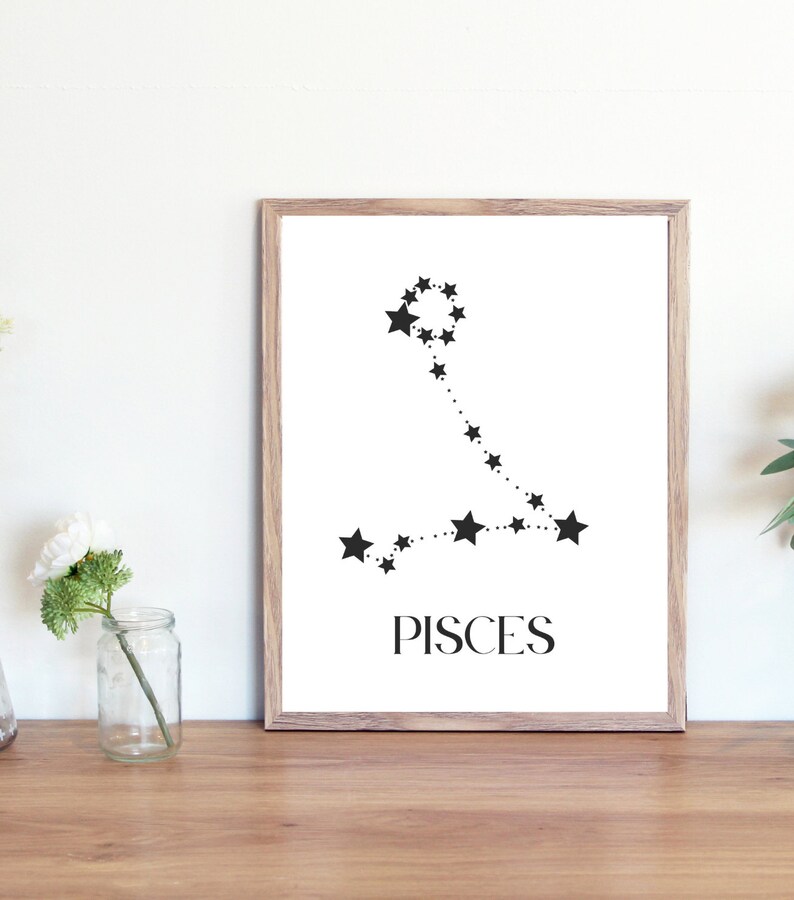 Pisces Constellation Art / Constellation Print / Pisces Astrology Wall ...