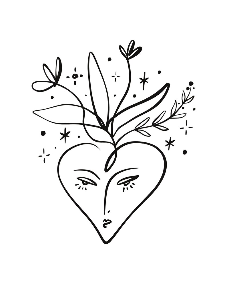 Heart Print / Black and White Boho Gallery Wall / Instant - Etsy