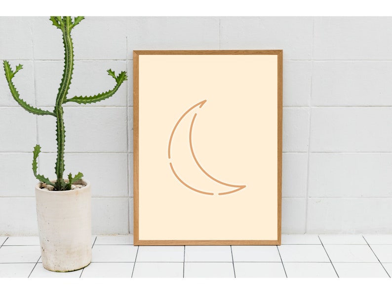 Boho Moon Print / Celestial Decor / Boho Wall Art / Instant Digital ...