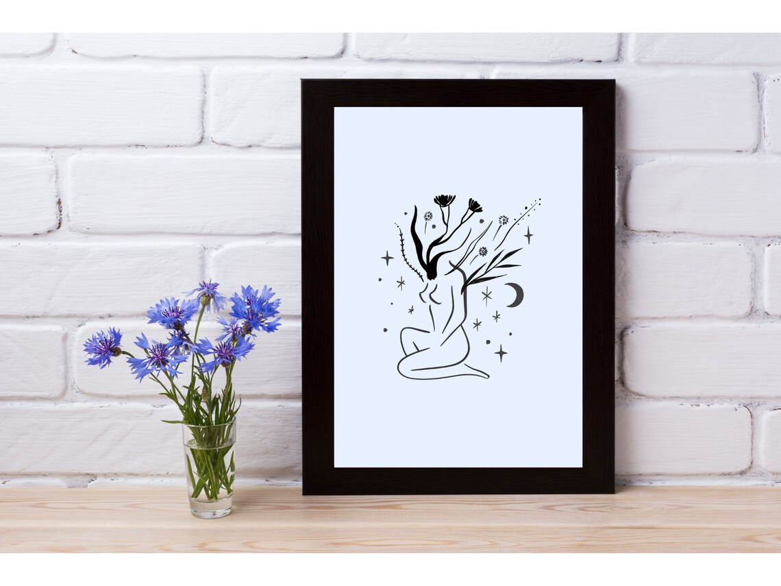 Blue Lady Print / Woman Print / Woman Line Drawing Print / Minimalist ...