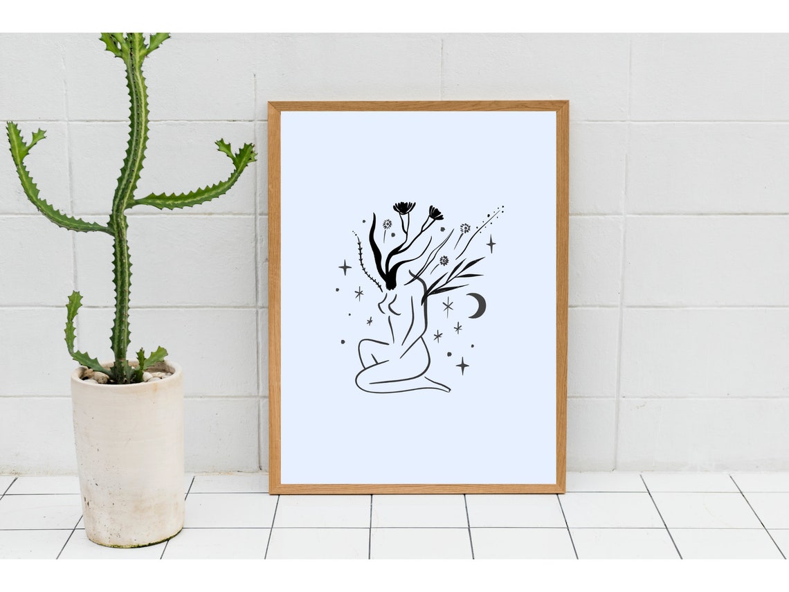 Blue Lady Print / Woman Print / Woman Line Drawing Print / Minimalist ...