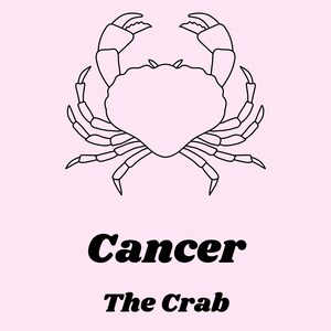 Cancer the Crab Print / Cancer Zodiac Sign / Pink Astrology - Etsy