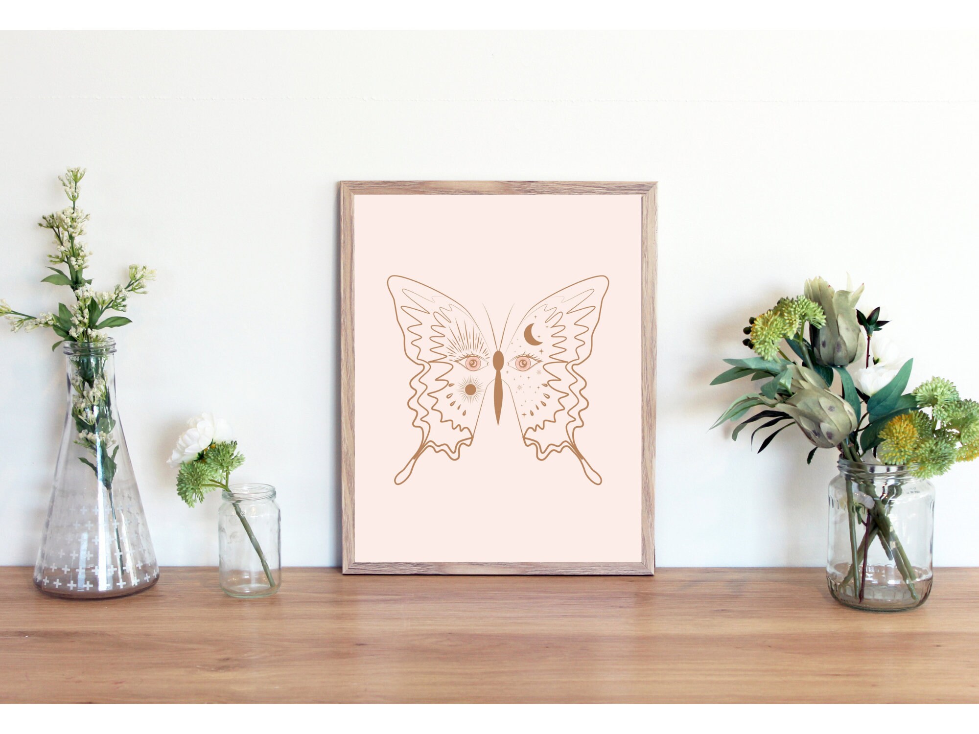 Pink Butterfly Print / Butterfly Poster / Boho Wall Art / - Etsy