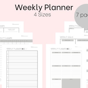 Weekly Planner Pages / Weekly Schedule / Week at a Glance / - Etsy