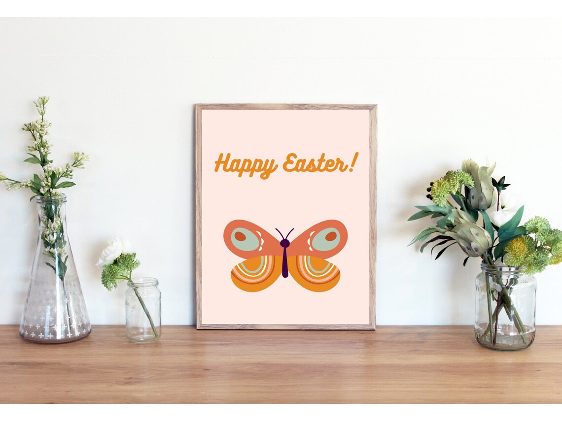 Butterfly Easter Print / Easter Printable / Easter Decor / Happy Easter ...