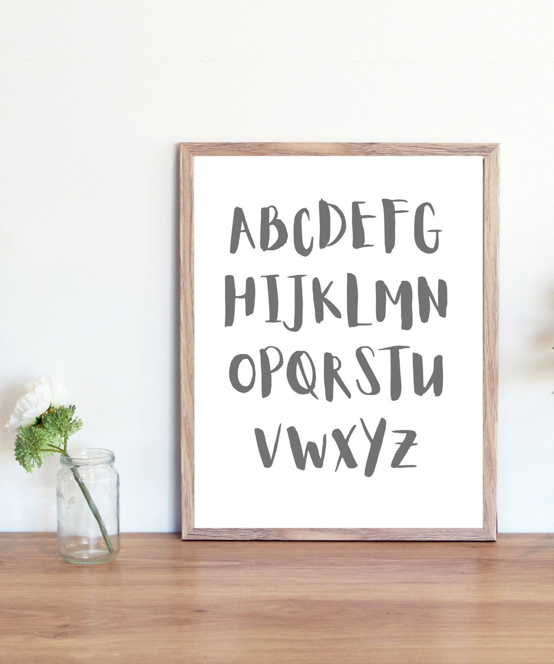 White Gray Alphabet Printable Wall Art Digital Download A - Etsy