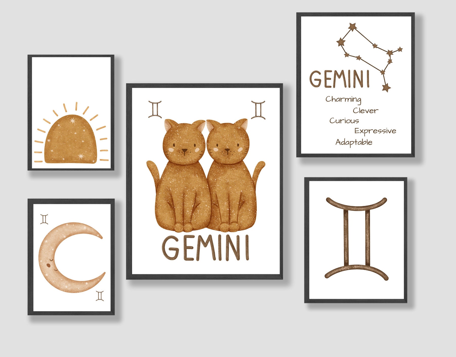 Gemini Set of 5 Prints / Gemini Nursery Decor / Nursery Art / Gemini ...