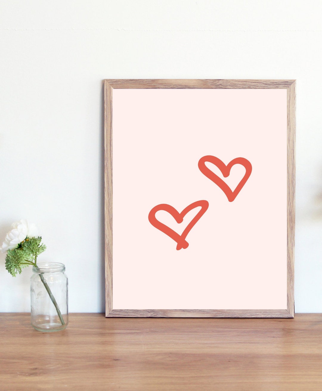 Red Hearts Print, Pink Home Decor, Valentine's Decor, Instant Download ...