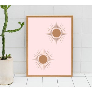 Pink Sun Print / Boho Sun Print / Abstract Sun Print / Sun Wall Art ...