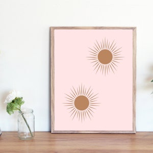 Pink Sun Print / Boho Sun Print / Abstract Sun Print / Sun Wall Art ...