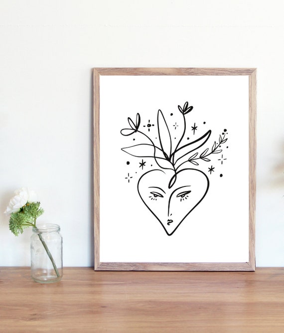 Heart Print / Black and White Boho Gallery Wall / Instant - Etsy