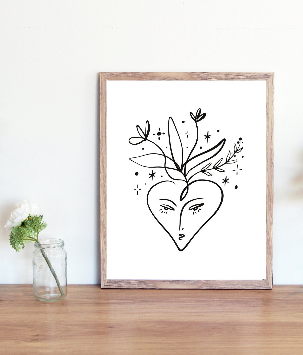 Heart Print / Black and White Boho Gallery Wall / Instant Digital ...