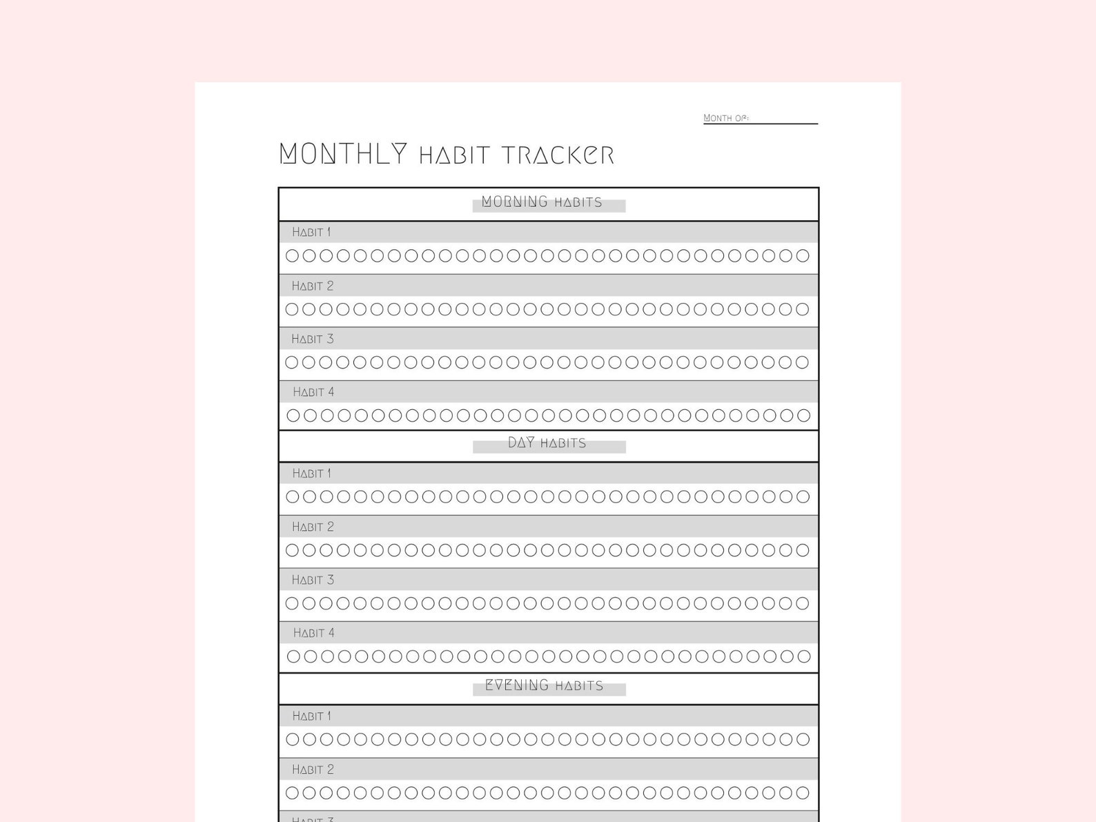 Habit Tracker / Printable Tracker / Monthly Habit / Challenge Tracker ...