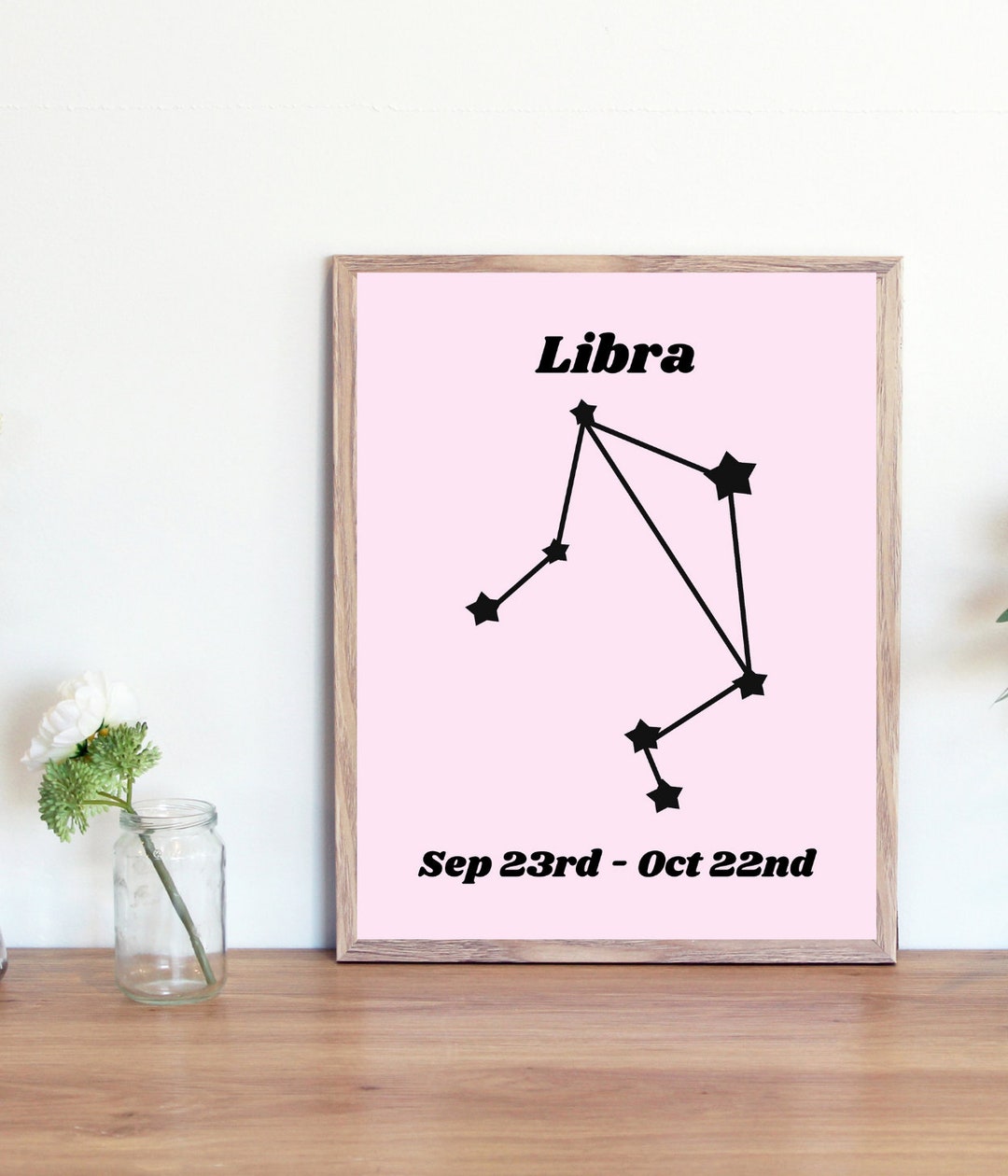 Libra Constellation Print / Pink Astrology Print / Libra Star Sign ...