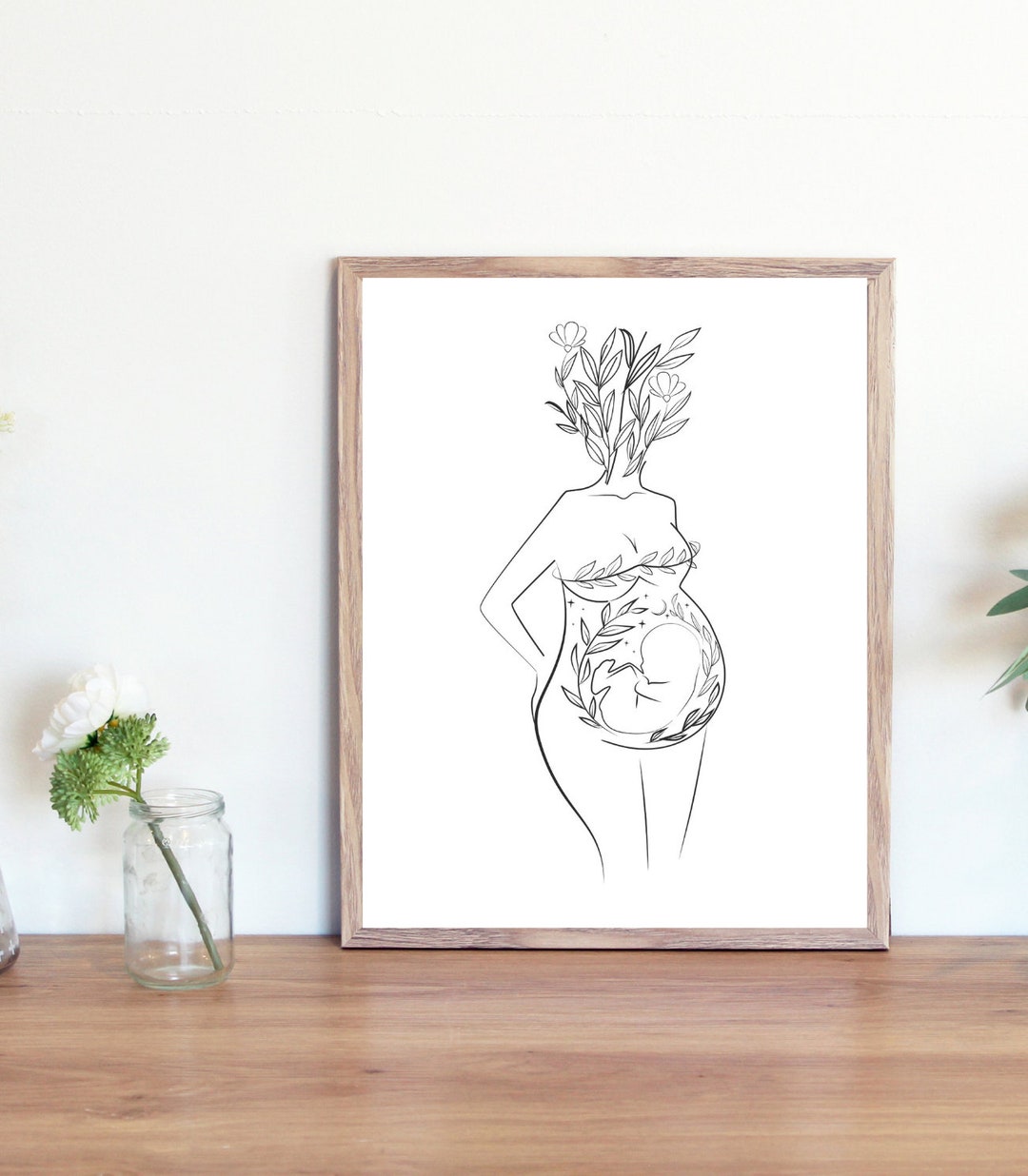Pregnant Woman Art | Womb Art | New Mom Art | Mom and Baby Print ...