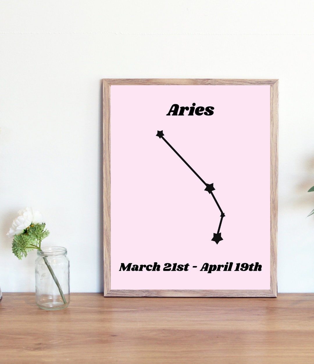 Aries Constellation Print / Pink Astrology Print / Aries Star Sign ...