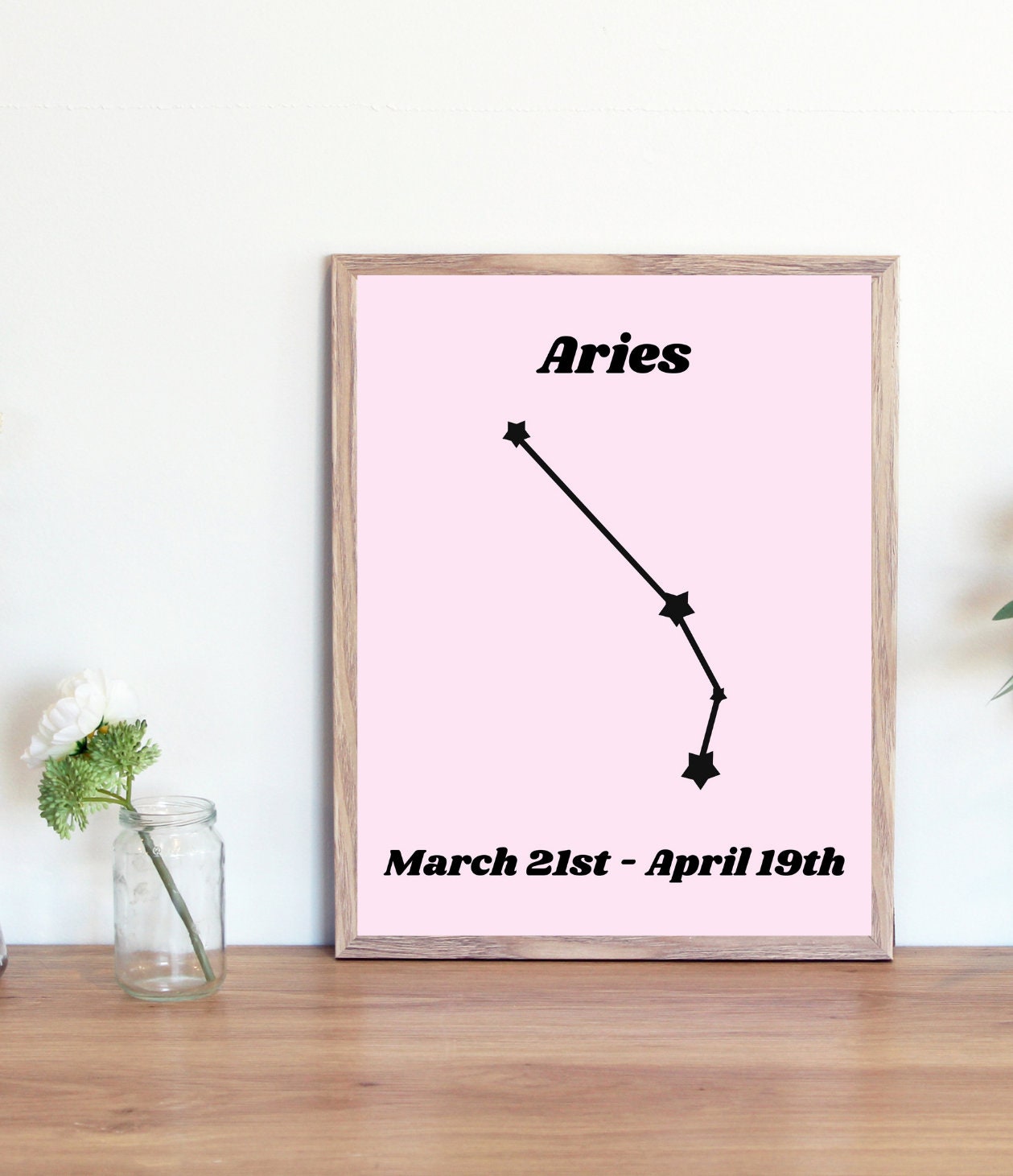 Aries Constellation Print / Pink Astrology Print / Aries Star - Etsy
