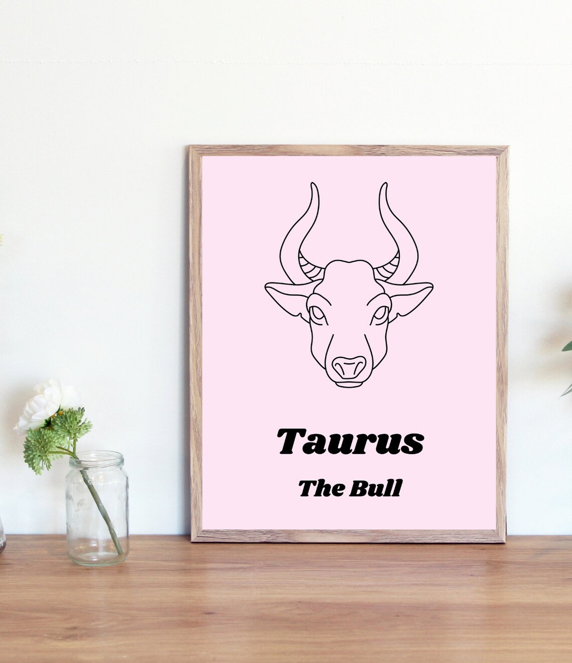 Taurus the Bull Print / Taurus Zodiac Sign / Pink Taurus Astrology ...