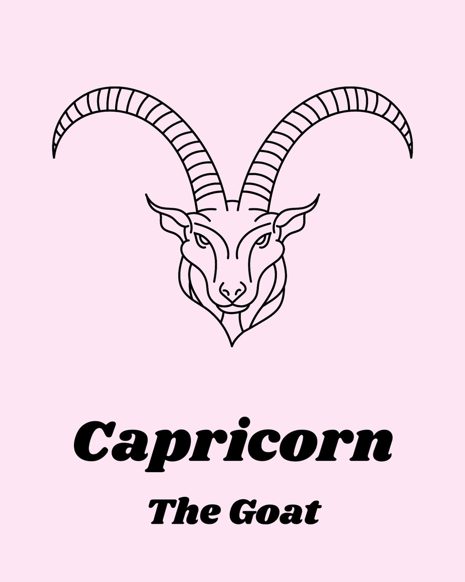 Capricorn the Goat Print / Pink Astrology Poster / Capricorn | Etsy
