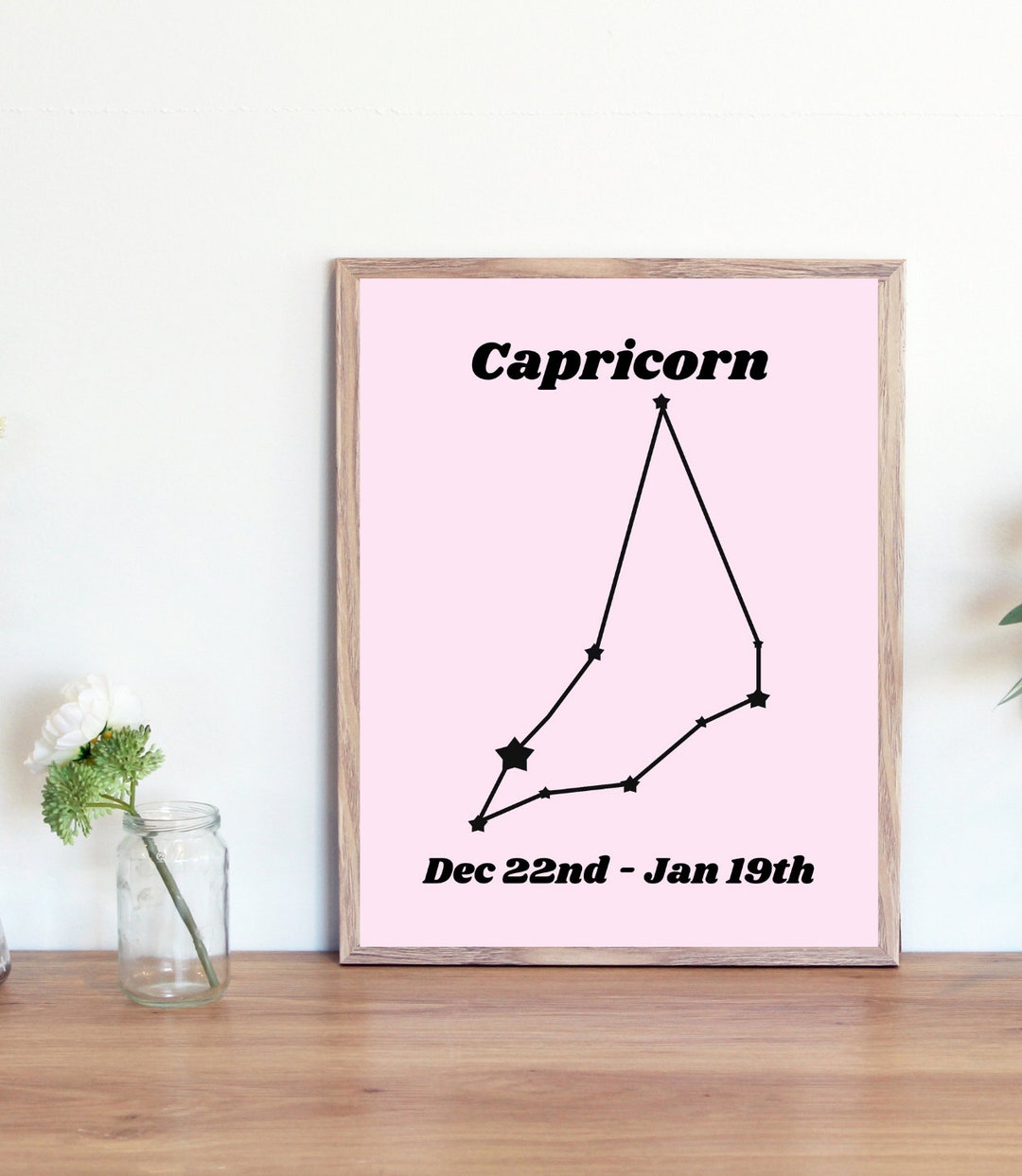 Capricorn Constellation Print / Pink Astrology Print / Capricorn Star ...
