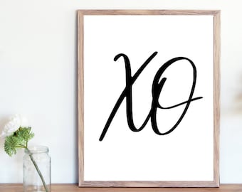 XO Wall Print, XO, Modern Wall Art Prints, Set of 2, Printable Hugs and ...