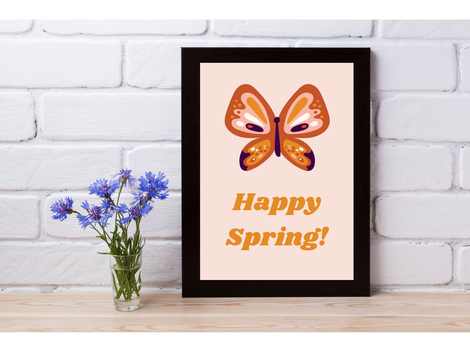 Happy Spring Print / Butterfly Print / Retro Style Decor / Spring Decor ...