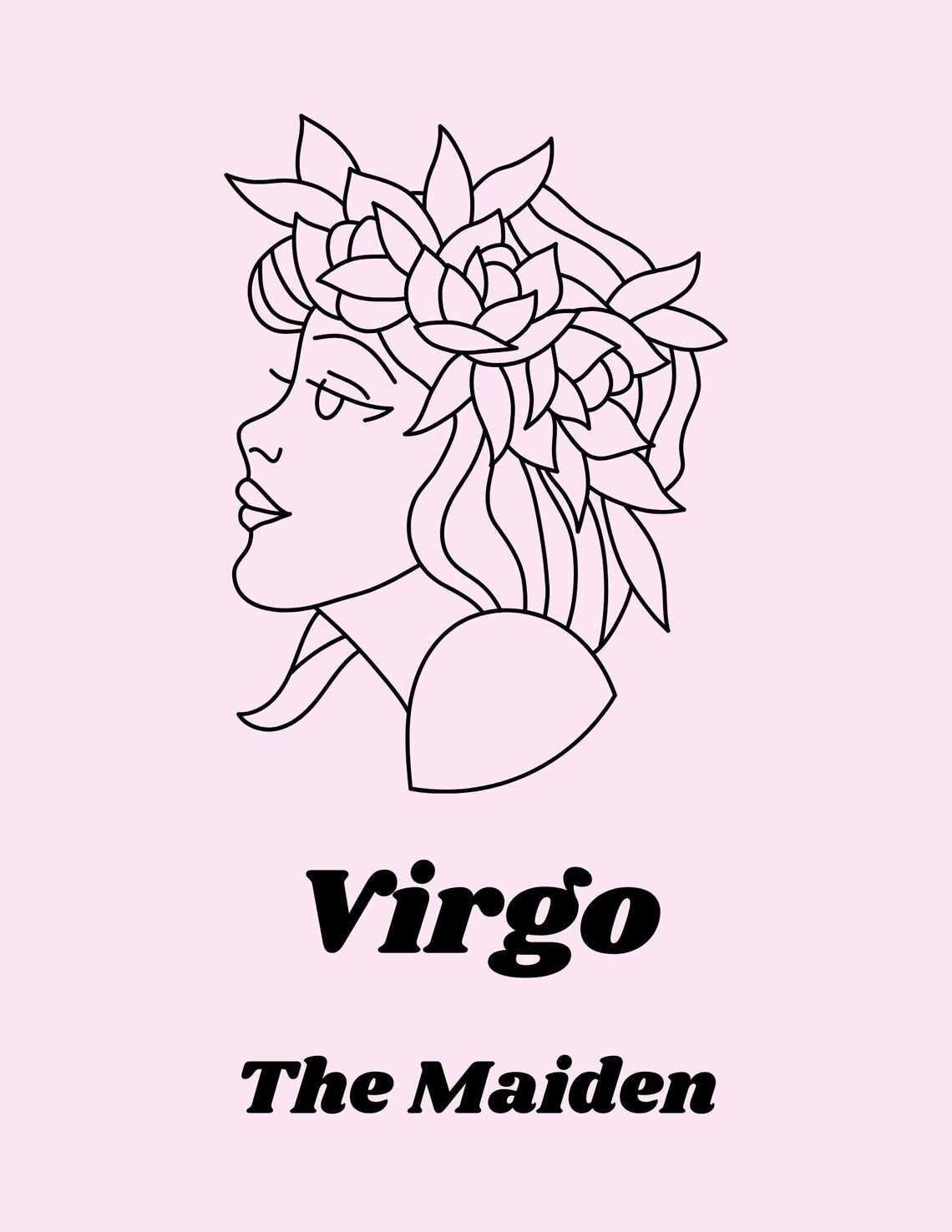 Virgo the Maiden Print / Virgo Sign / Pink Astrology Poster / | Etsy
