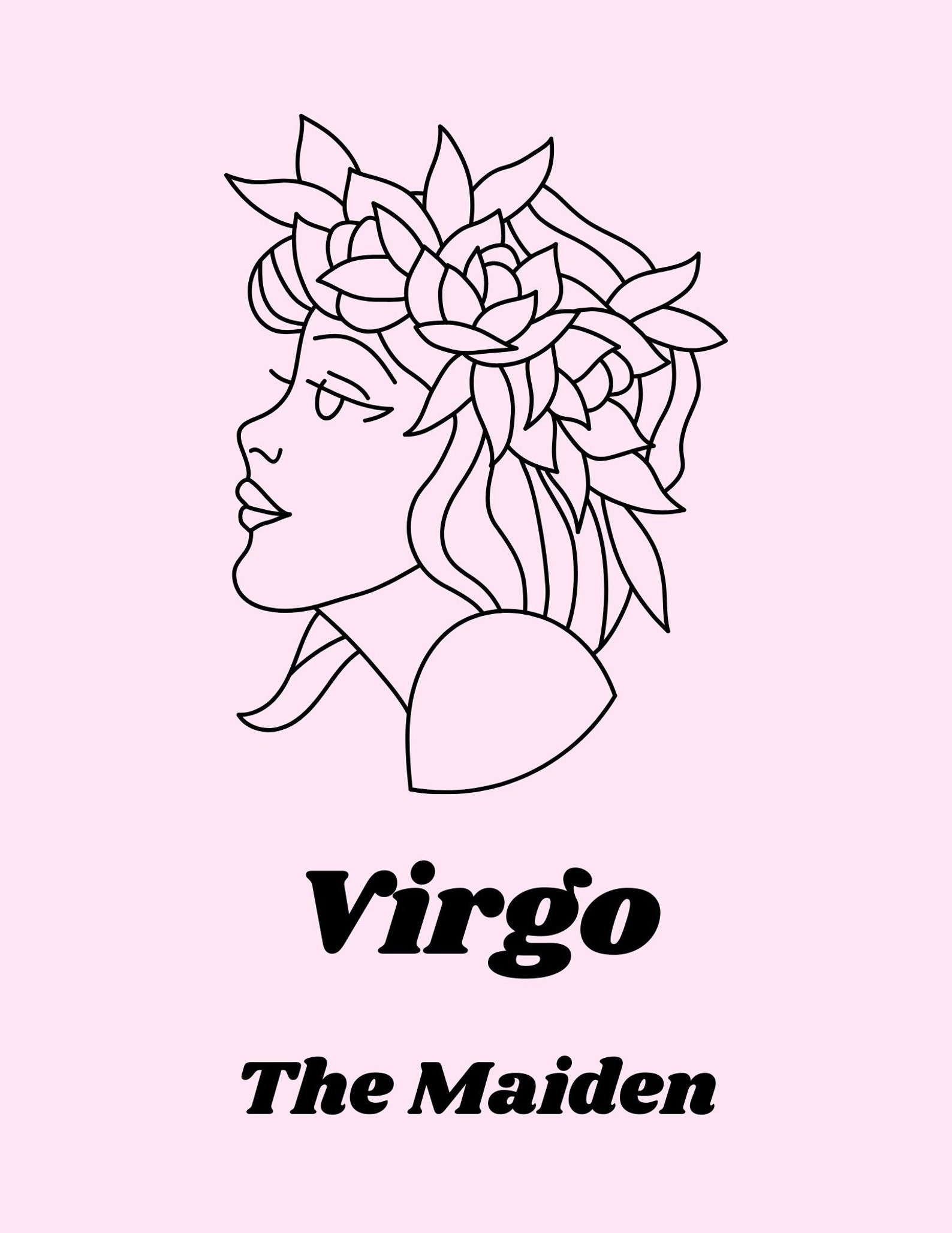 Virgo the Maiden Print / Virgo Sign / Pink Astrology Poster / | Etsy
