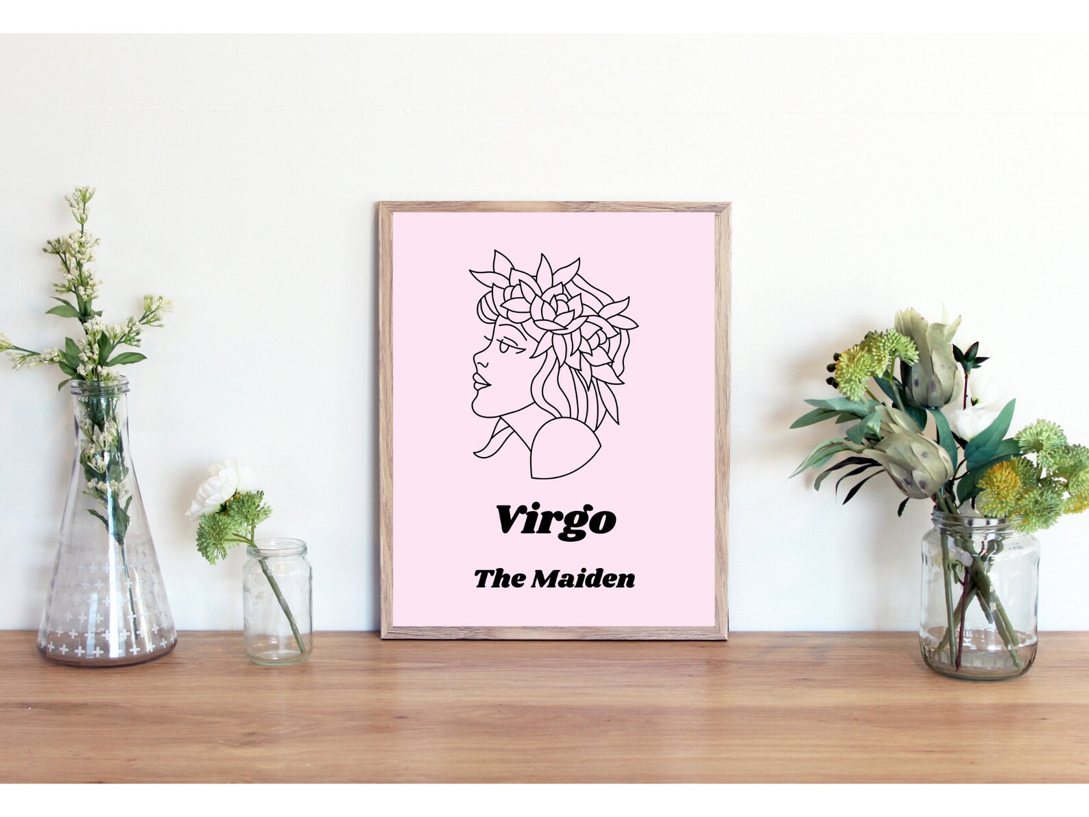 Virgo the Maiden Print / Virgo Sign / Pink Astrology Poster / Virgo ...