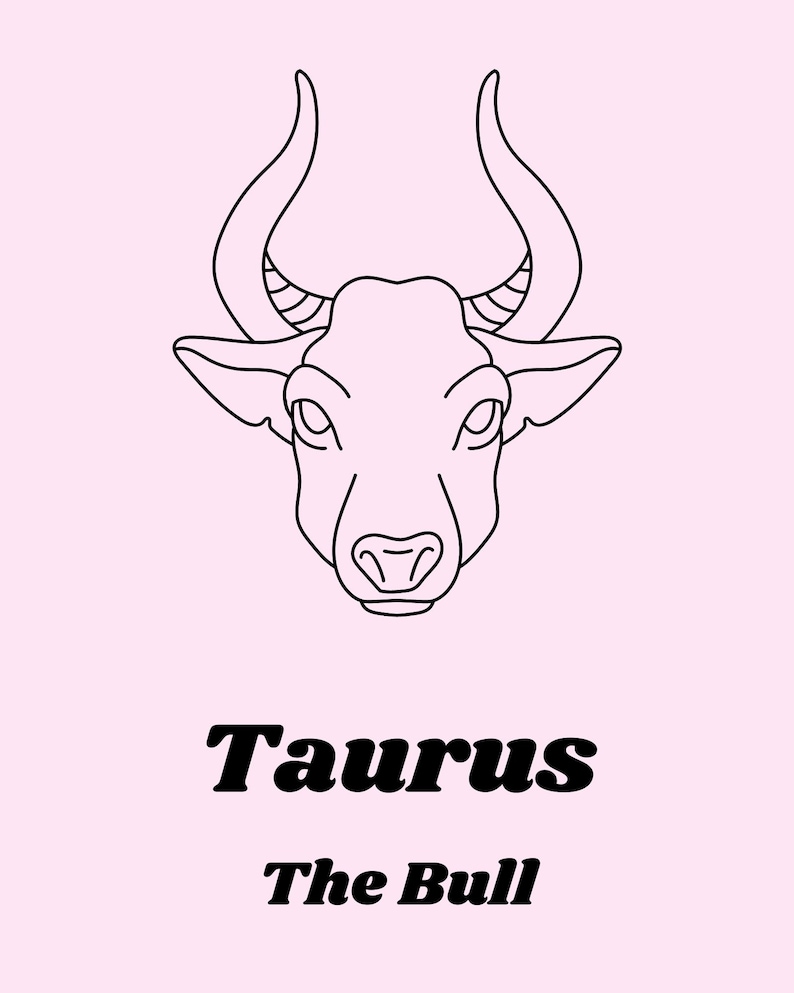 Taurus the Bull Print / Taurus Zodiac Sign / Pink Taurus | Etsy