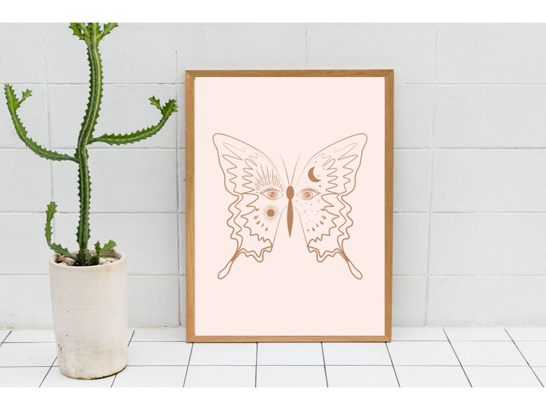 Pink Butterfly Print / Butterfly Poster / Boho Wall Art / - Etsy